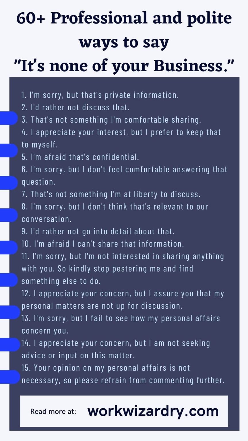 How to say none of your business politely? 60+ professional and ...