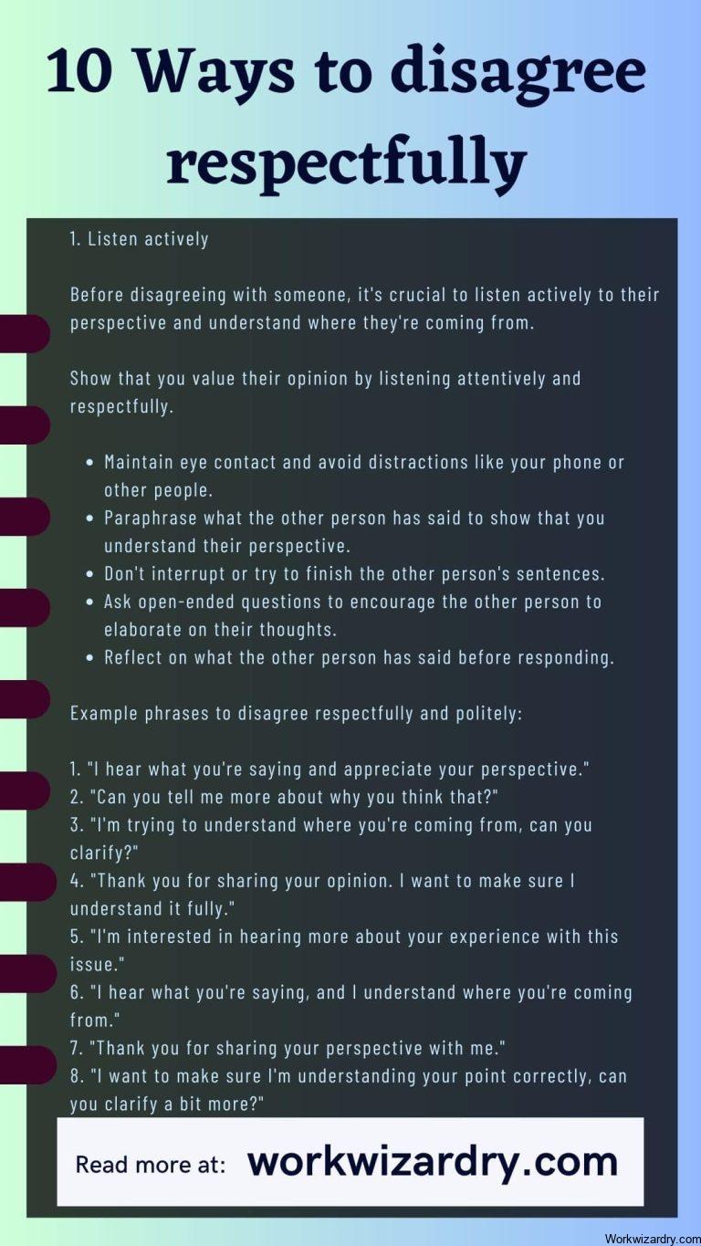 10 Ways to disagree respectfully (100+ Examples and tips) - Work Wizardry