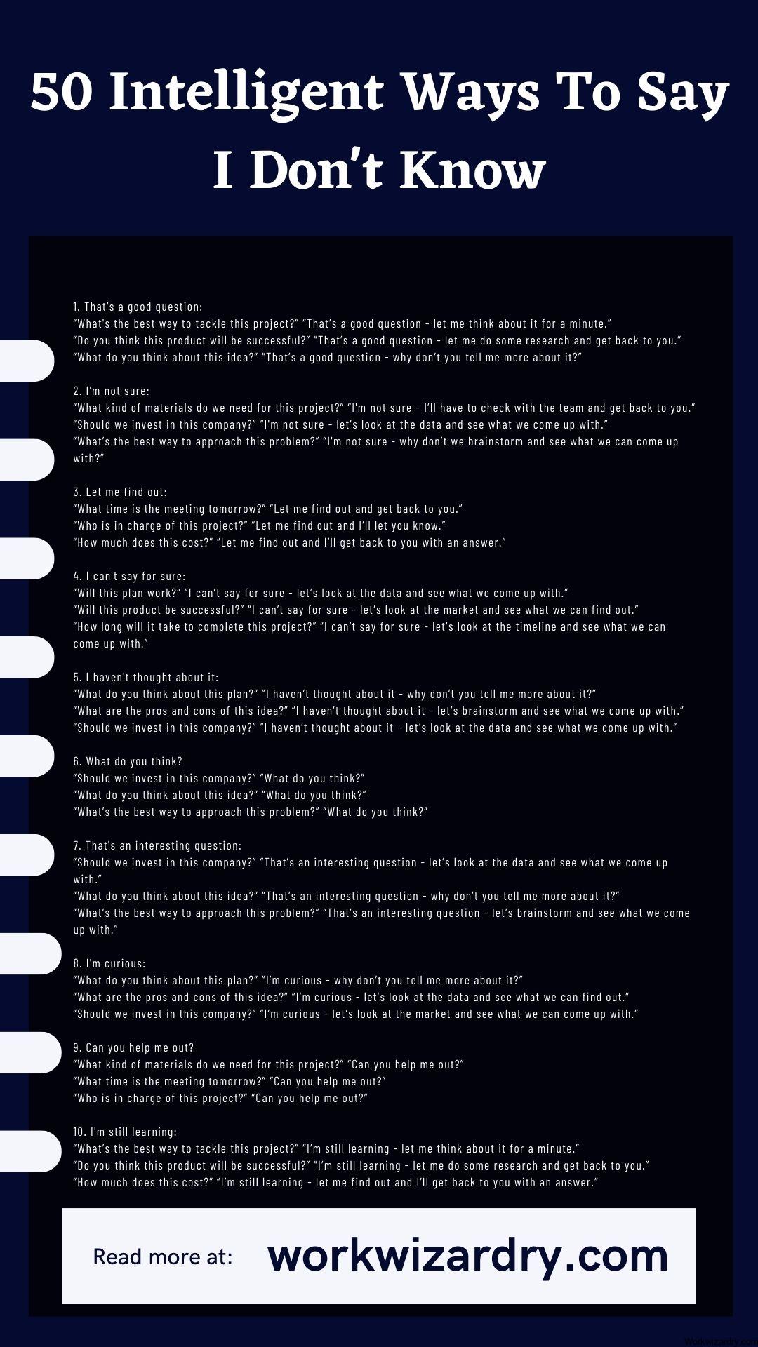 How to say I don't know professionally? 300 Examples and tips for ...