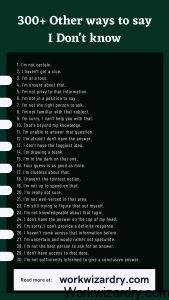 How to say I don't know professionally? 300 Examples and tips for ...