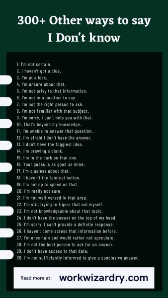 How To Say I Don't Know Professionally? 300 Examples And Tips For ...