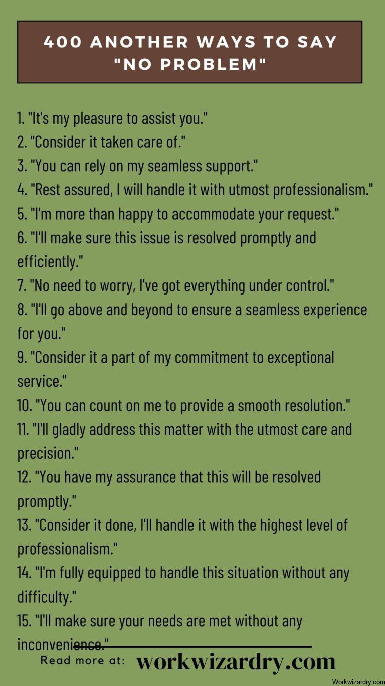 400 Professional Ways To Say No Problem - Work Wizardry