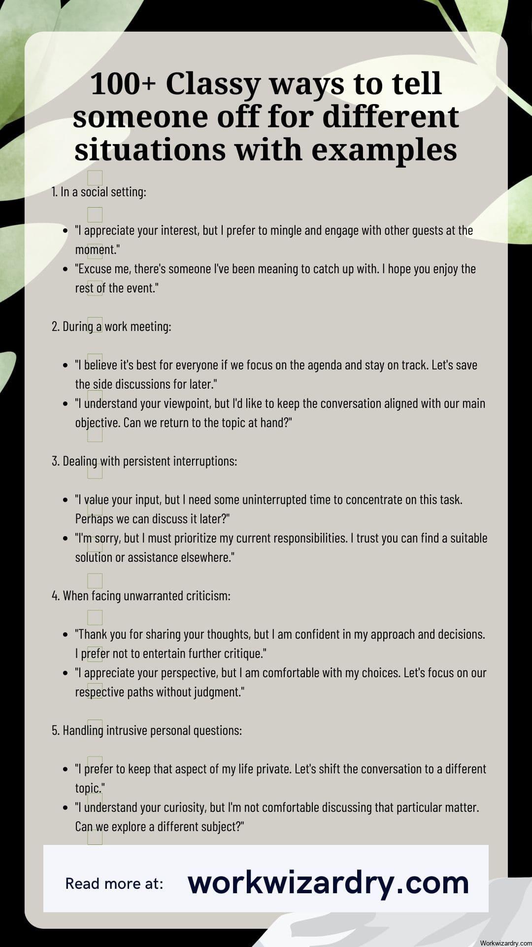 100 Classy Way For How To Tell Off Someone Politely - Work Wizardry