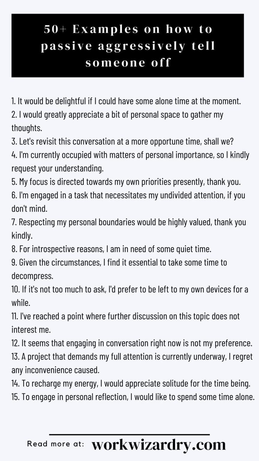 How to passive aggressively tell someone off? (60+ Example phrases with ...