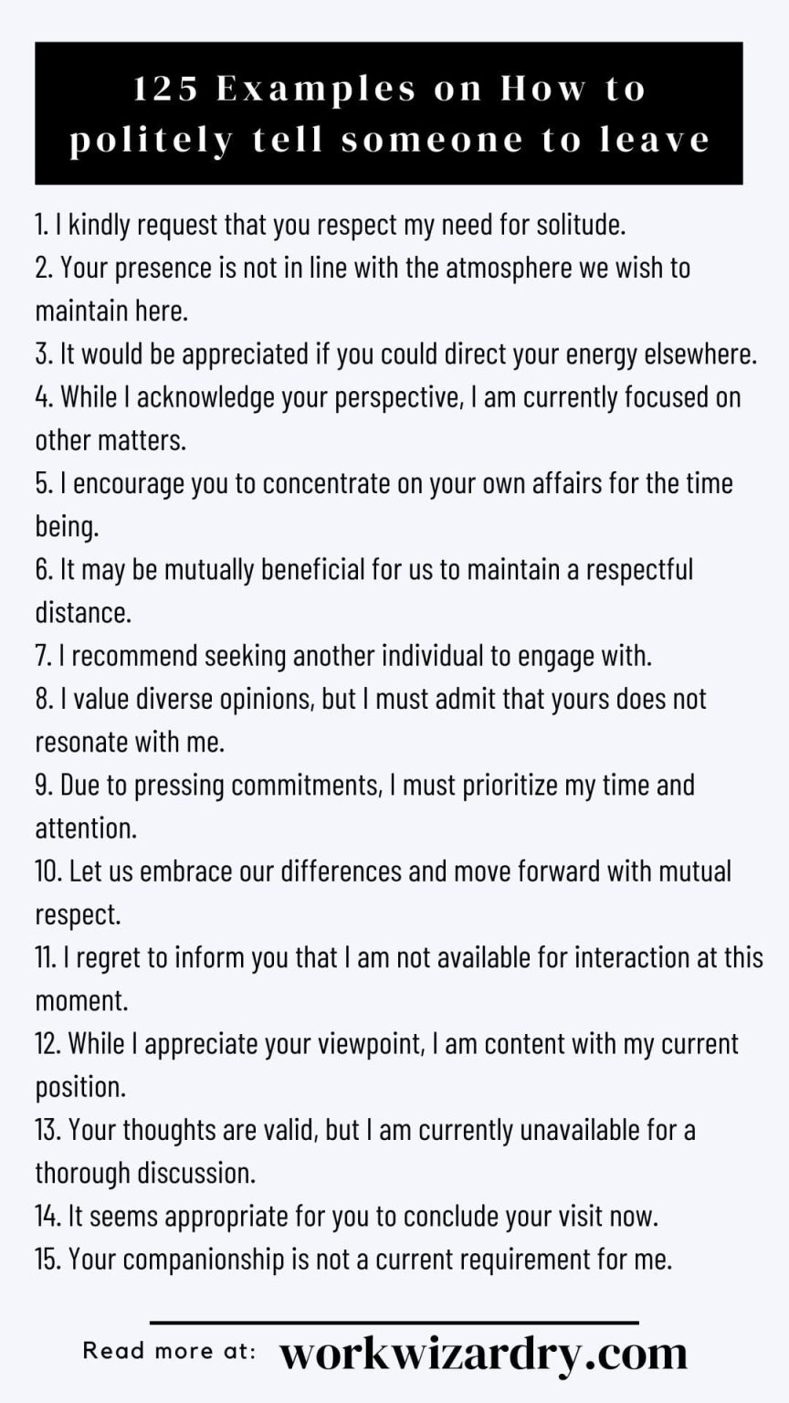 How to tell someone to go away politely? (125 Example phrases with ...