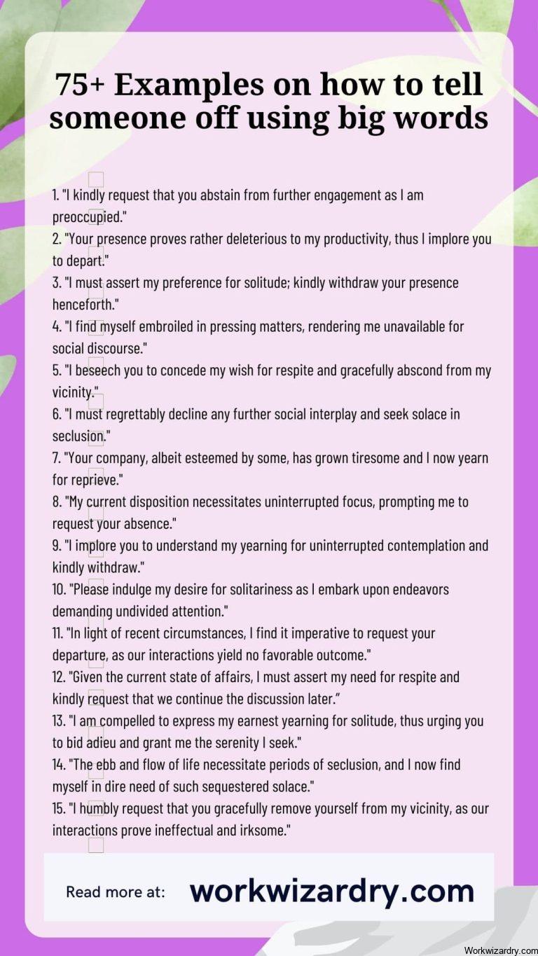 How to tell someone off using big words? (80 Examples with professional ...