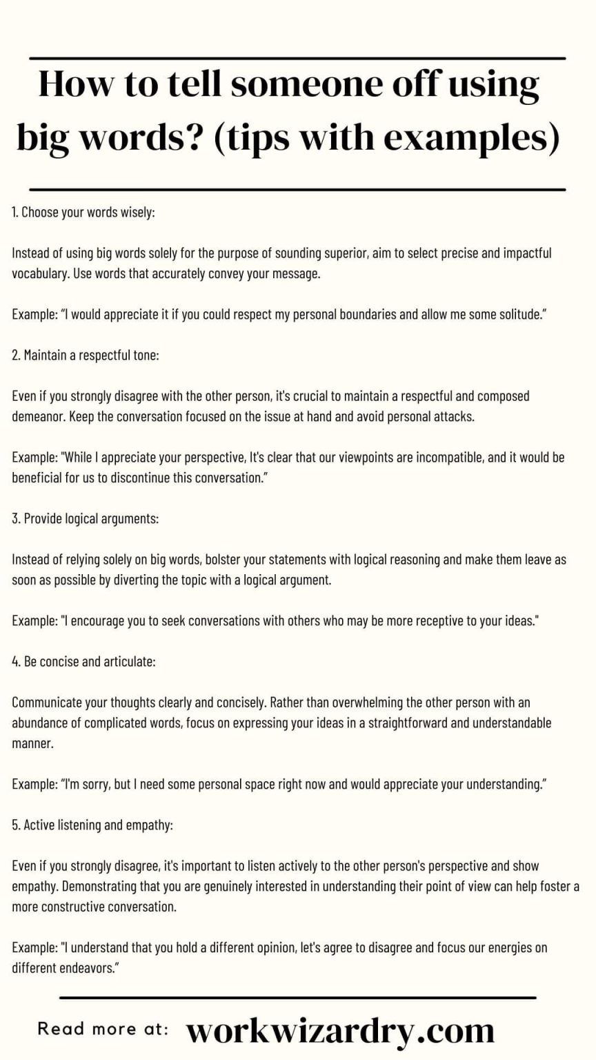 How To Tell Someone Off Using Big Words? (80 Examples With Professional ...