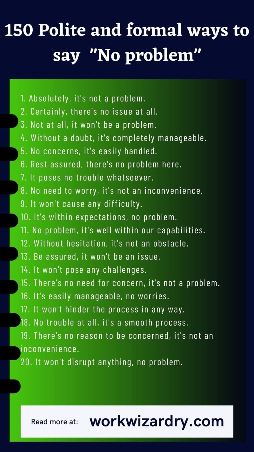 How to say no problem professionally? (160 Examples, synonyms, meaning ...