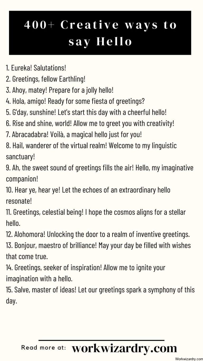500 Formal And Informal Ways To Say Hello - Work Wizardry