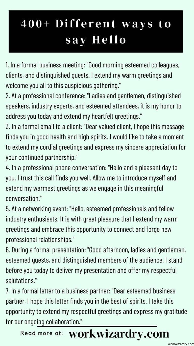 500 Formal And Informal Ways To Say Hello - Work Wizardry