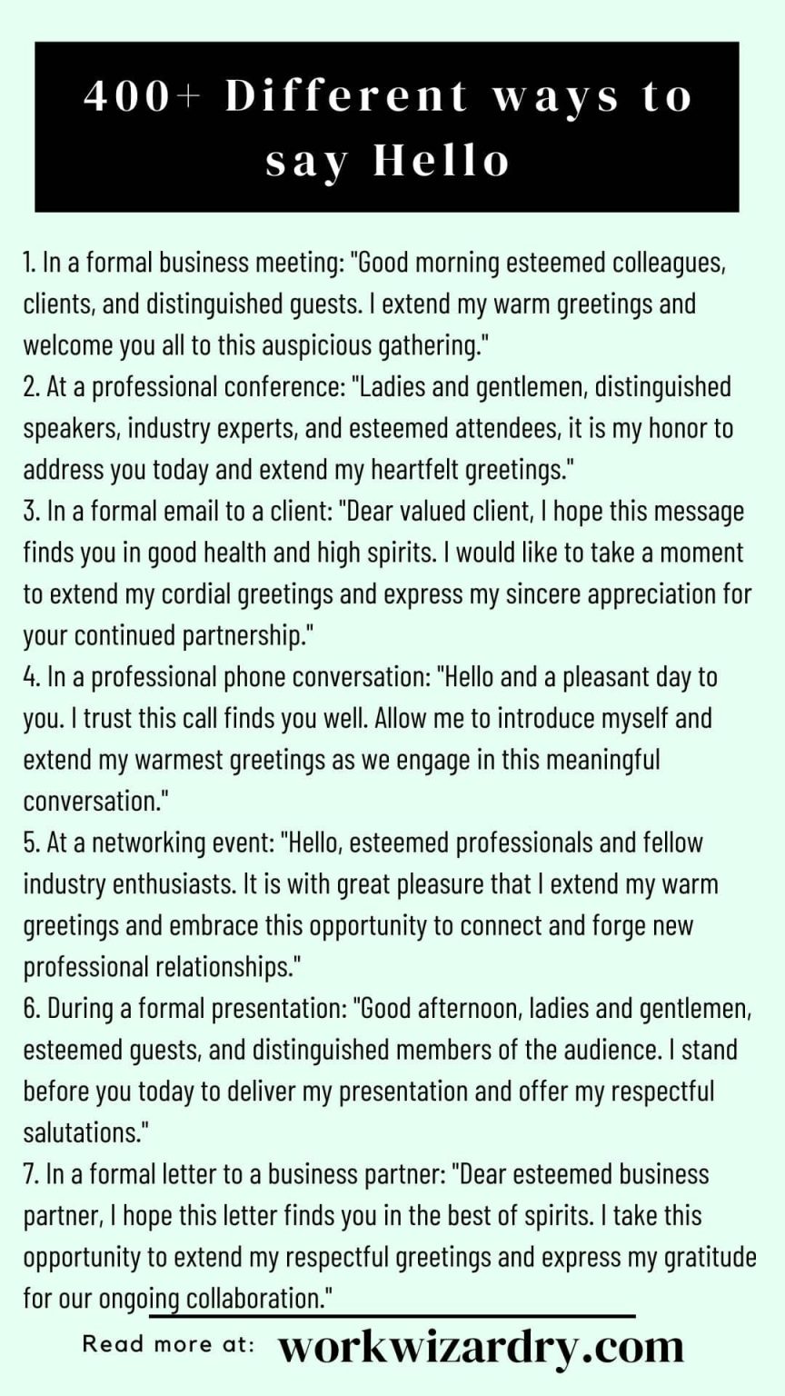 500 Formal And Informal Ways To Say Hello - Work Wizardry