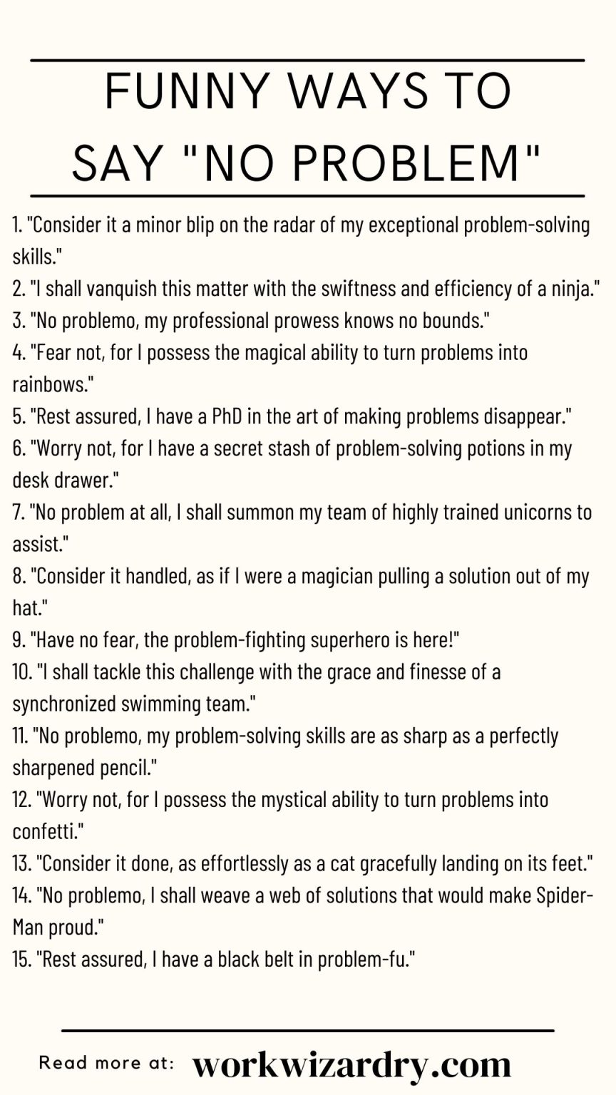 400 Other ways to say no problem (professional and informal) - Work ...