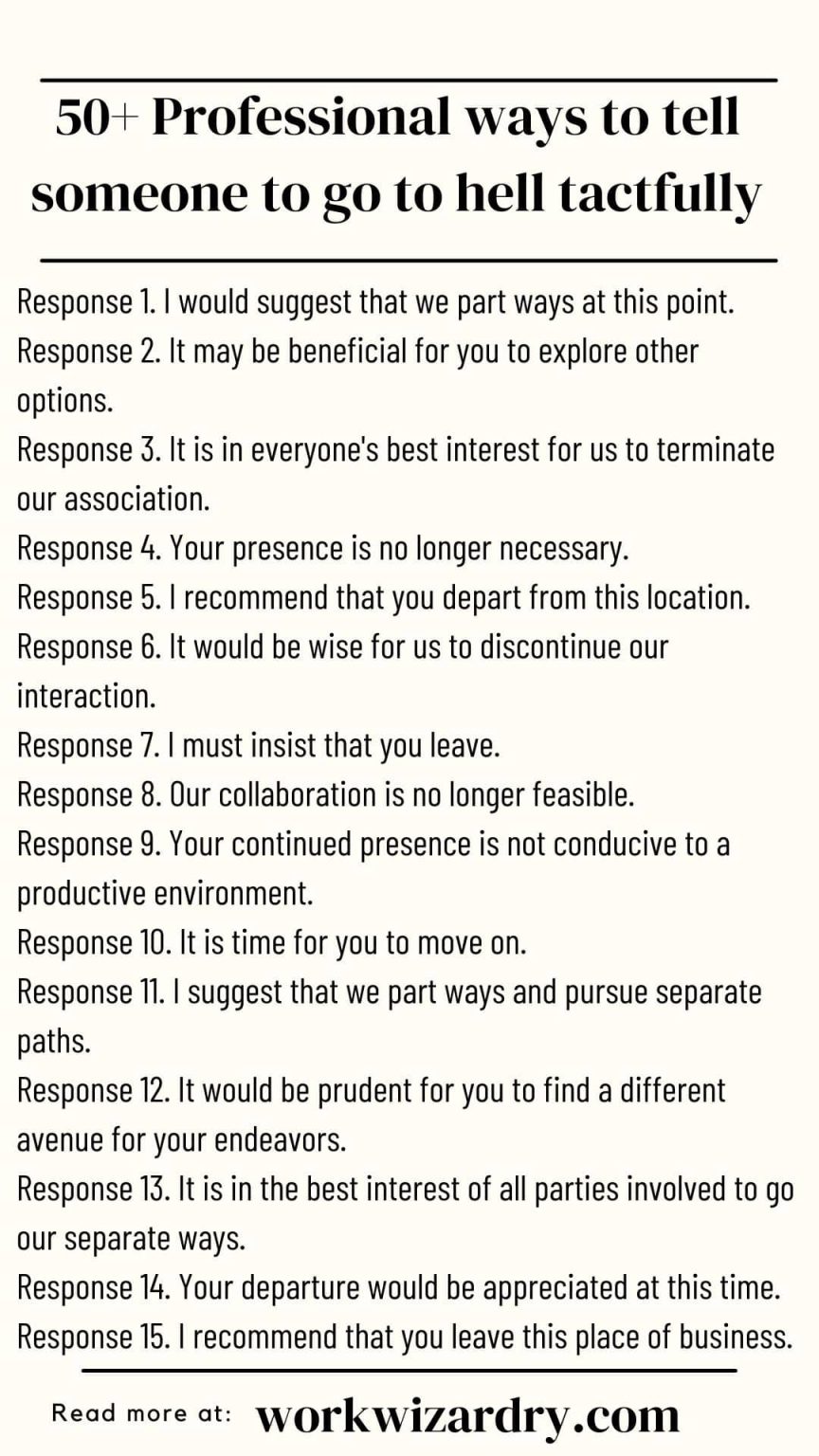 How to professionally say go to hell? (75+ Examples and tips) - Work ...