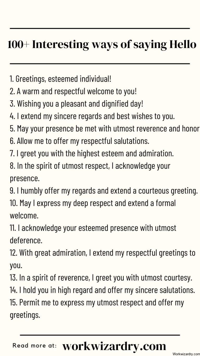 500 Formal And Informal Ways To Say Hello - Work Wizardry
