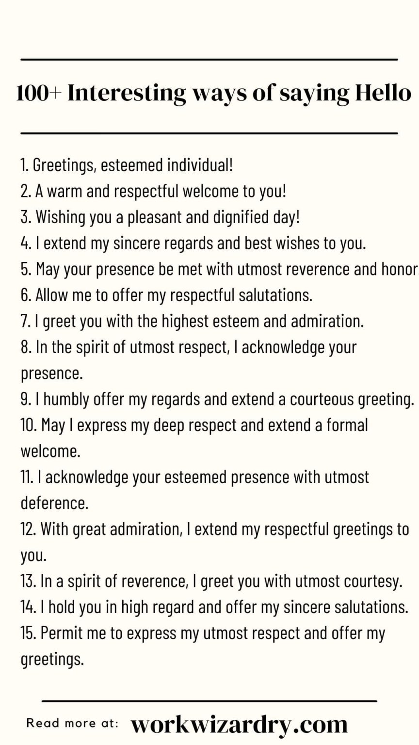 500 Formal And Informal Ways To Say Hello - Work Wizardry
