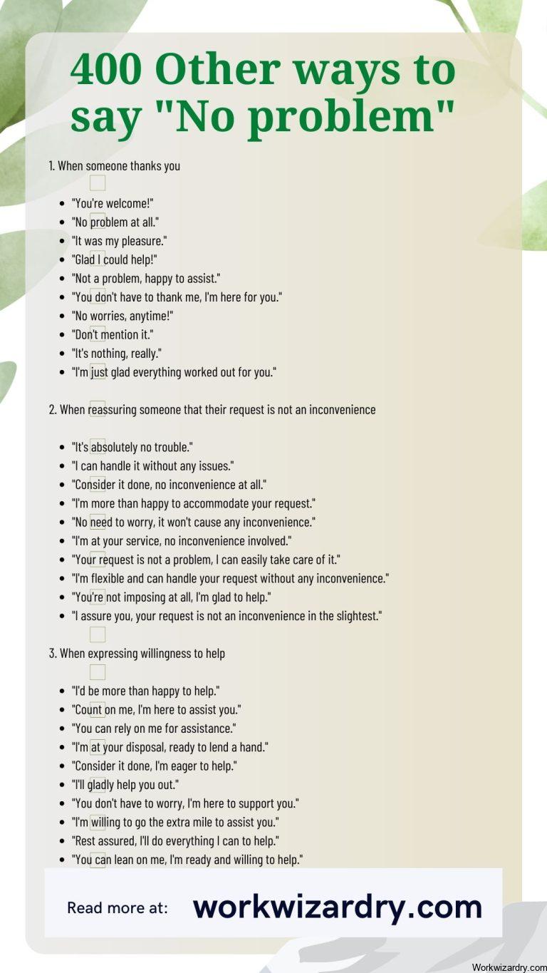 400 Other ways to say no problem (professional and informal) - Work ...