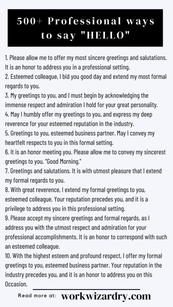 500 Formal And Informal Ways To Say Hello - Work Wizardry