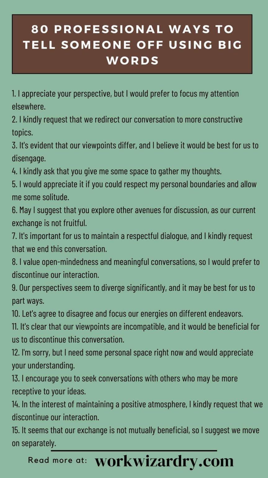 How to tell someone off using big words? (80 Examples with professional ...