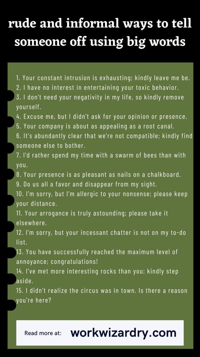 How to tell someone off using big words? (80 Examples with professional ...