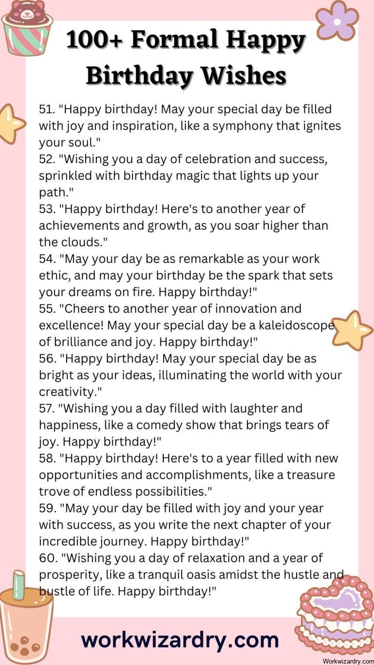 Formal Happy Birthday Message: 105 Wishes For Colleagues, Boss ...