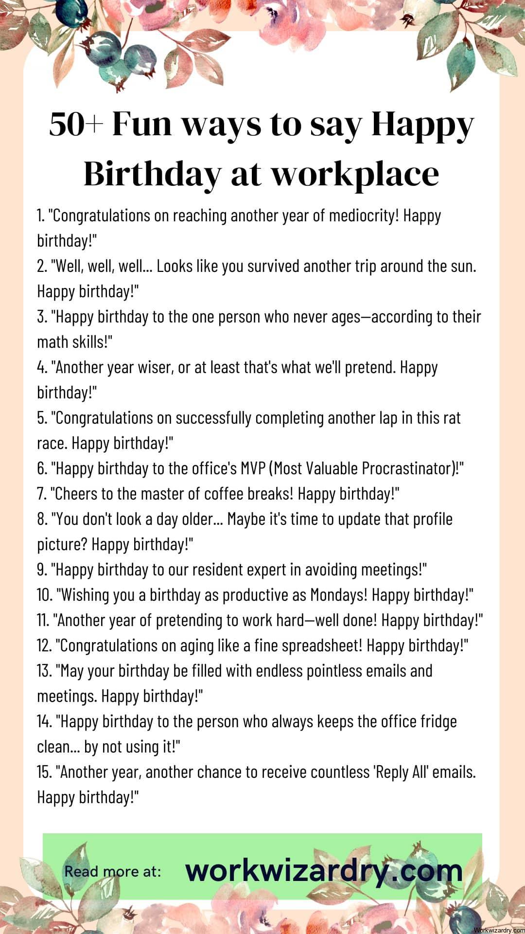 50+ Fun Ways To Say Happy Birthday At Workplace For Coworkers ...