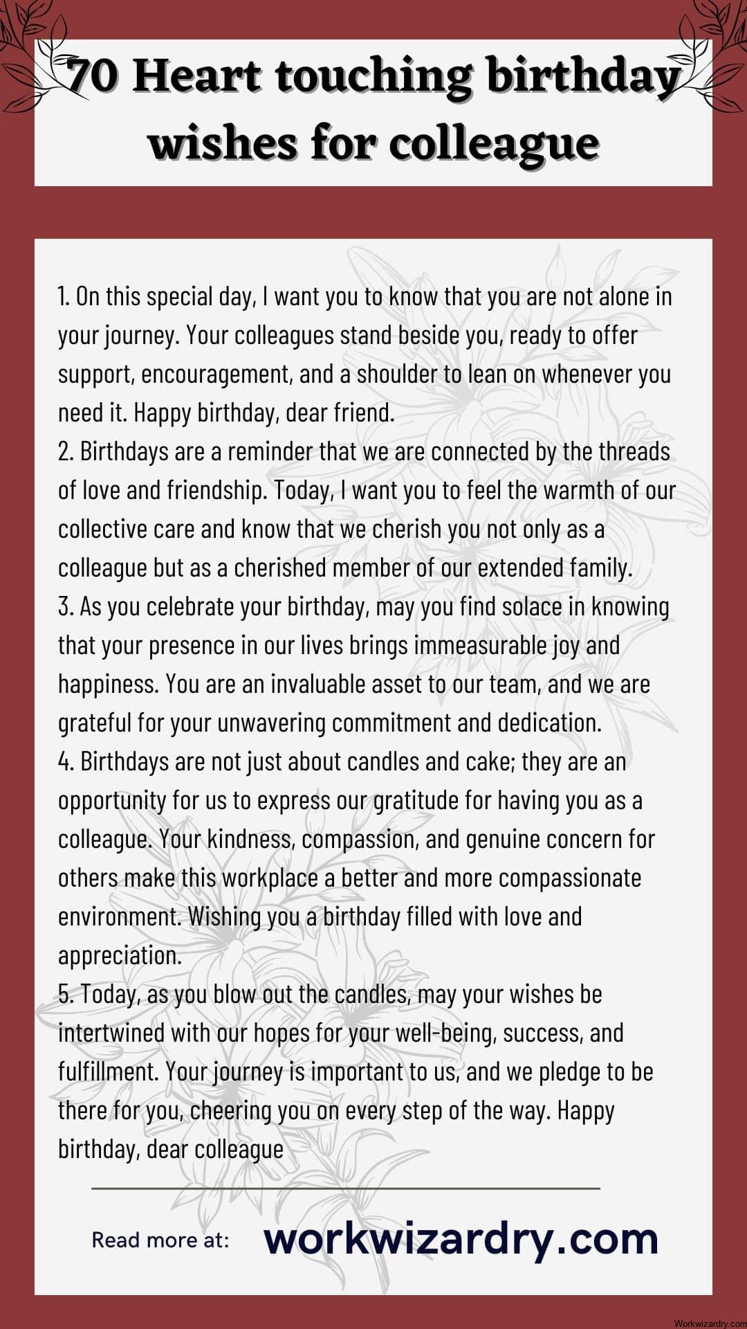 70 Heart touching birthday wishes for colleague, Boss, coworker ...