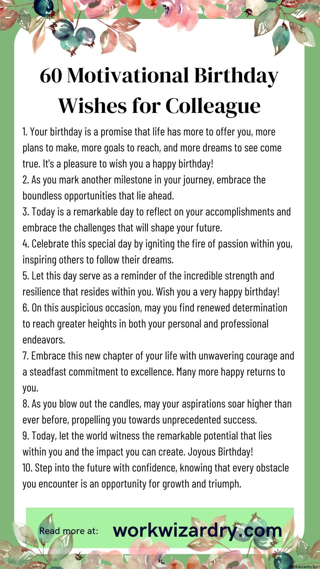 60 Motivational Birthday Wishes For Colleague, Coworker, Employee Or ...