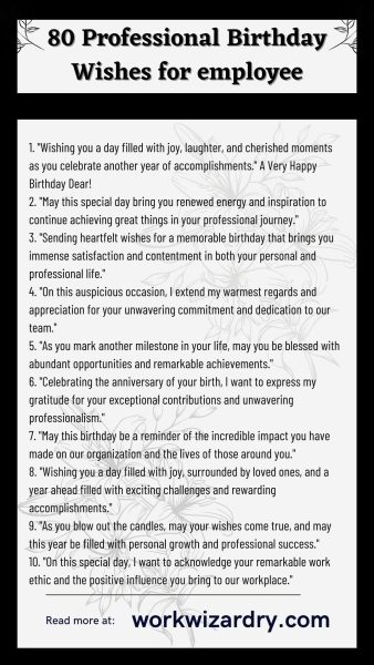 80 Professional Birthday Wishes For Employee - Work Wizardry