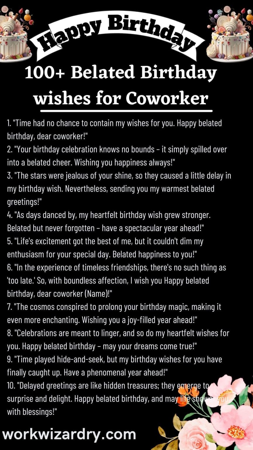 100+ Happy belated birthday wishes for coworker or colleague (Sincere ...