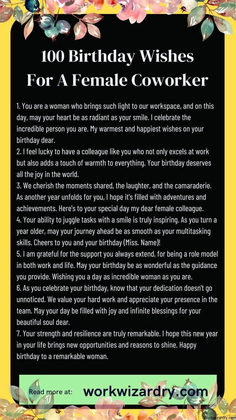 100 Birthday wishes for female coworker that make her feel special ...