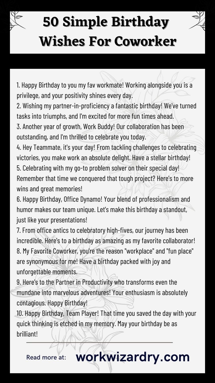 100 Simple Birthday Wishes For Coworker To Make Them Feel How Much You ...