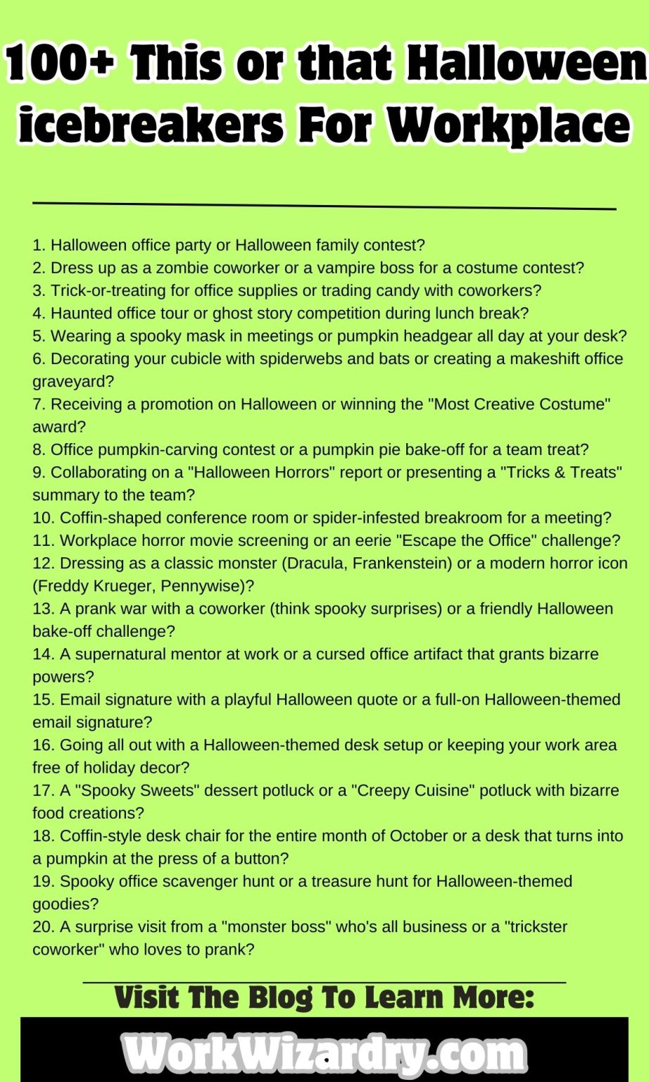 500+ Halloween Icebreaker Questions For Work Coworkers, Team, And ...