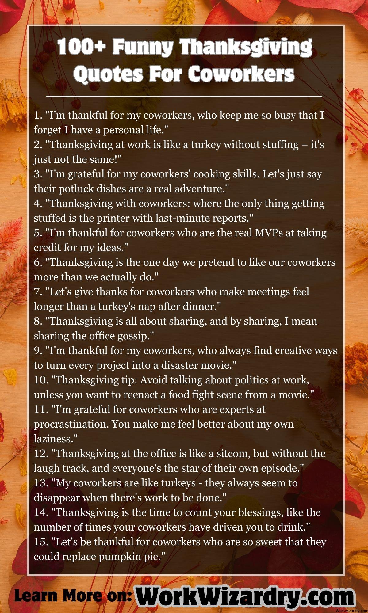 200 Fun Thanksgiving Quotes For Coworkers that Inspire and bring ...