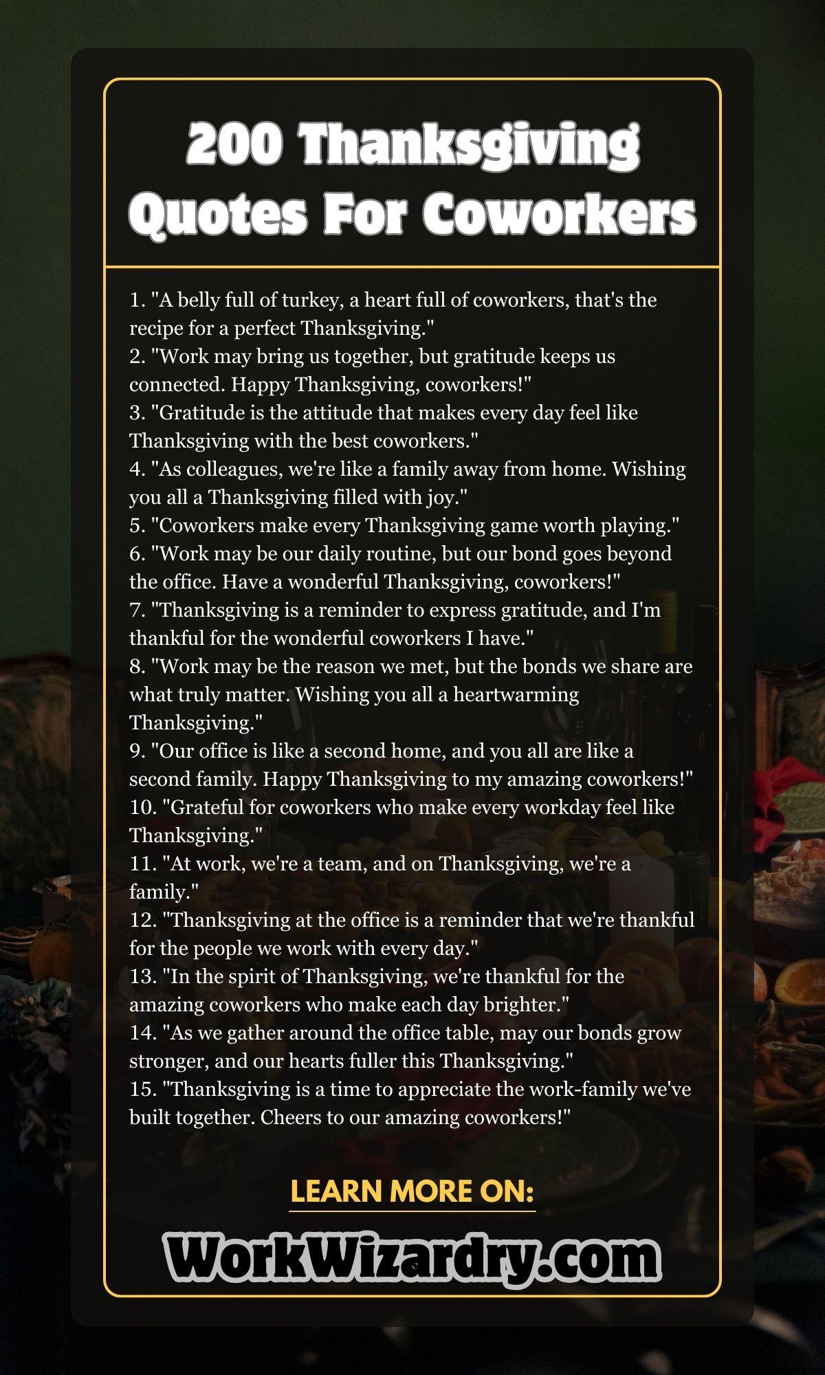 200 Fun Thanksgiving Quotes For Coworkers that Inspire and bring ...